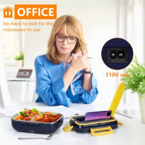 VECH Electric Food Heater Lunch Box Leakproof Portable Heated Lunch Box 110V/12V/24V for Office and Car/Truck, Food Warmer with Removable Stainless Steel Container and Carry Bag (Purple)