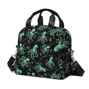 yrindyiz octopus lunch box, insulated lunch bag portable lunch box tote with adjustable shoulder strap for girls women boys men (octopus)