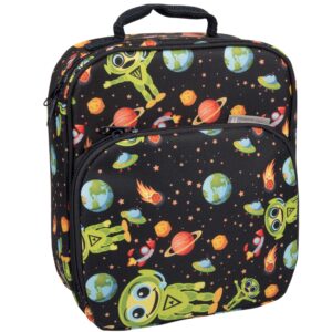 Bentology Lunch Bag and Box Set for Boys, 9 Pieces Total - Kids Insulated Lunchbox Tote, Bento Box, 5 Containers and Ice Pack - Alien