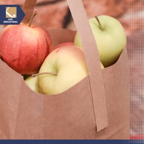 8 x 6 x 3.5 Inch Small Kraft Paper Bags with Paper Handles - Quarter Peck Apple/Produce Bag (50)