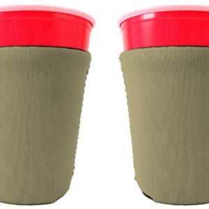 Blank Neoprene Party Cup Coolie (2 Pack, Khaki)