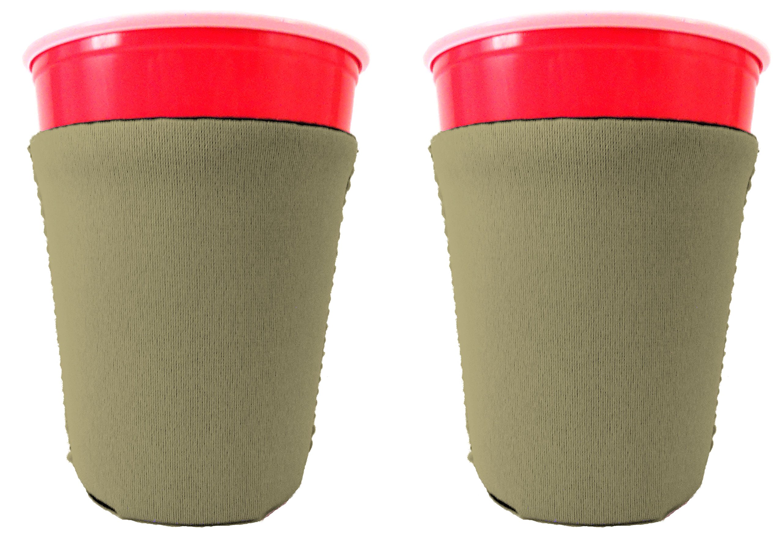 Blank Neoprene Party Cup Coolie (2 Pack, Khaki)