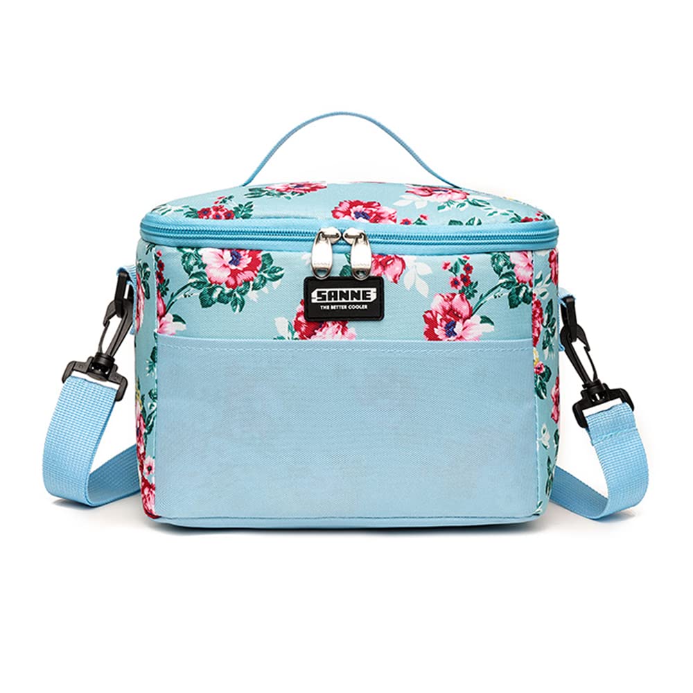 Cute Lunch Box for Adult Insulated Lunch Bag For Women Office Work Travel Fit Fresh Thermal Hot Lunchbox With Shoulder Strap Soft Cute Lunch Pail-Blue