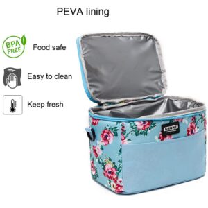 Cute Lunch Box for Adult Insulated Lunch Bag For Women Office Work Travel Fit Fresh Thermal Hot Lunchbox With Shoulder Strap Soft Cute Lunch Pail-Blue