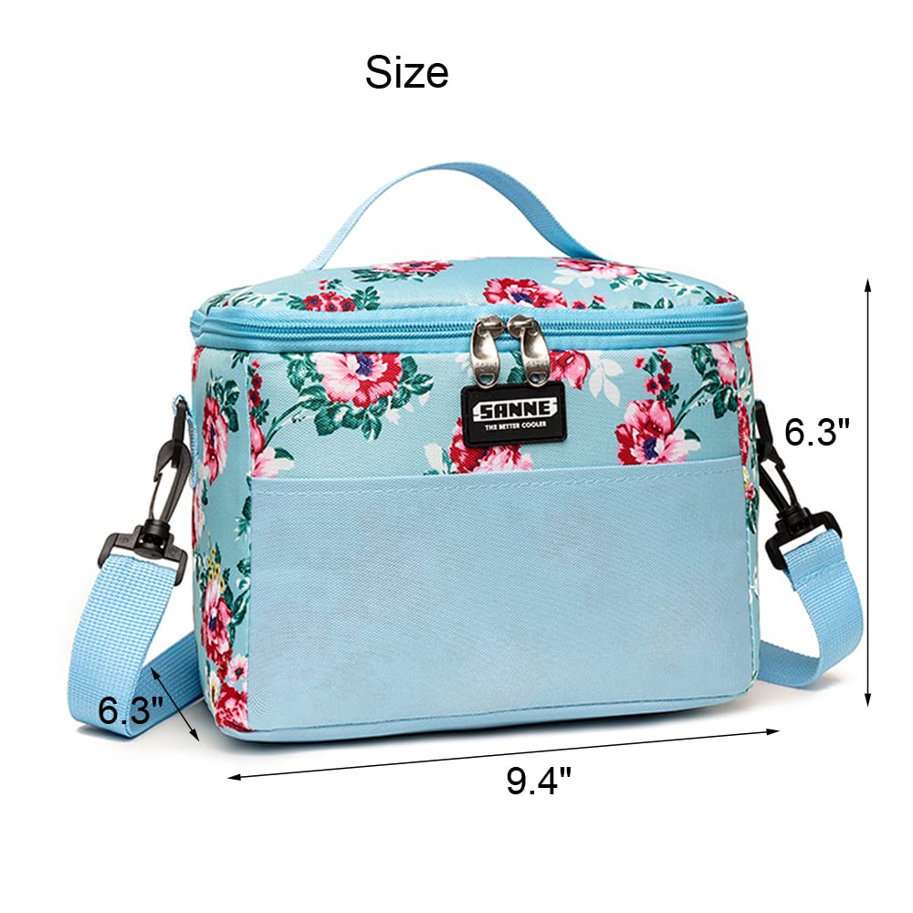 Cute Lunch Box for Adult Insulated Lunch Bag For Women Office Work Travel Fit Fresh Thermal Hot Lunchbox With Shoulder Strap Soft Cute Lunch Pail-Blue