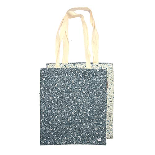 EMANUEL Cotton Tote Bag for Women | Printed Reusable Bags (Blue)