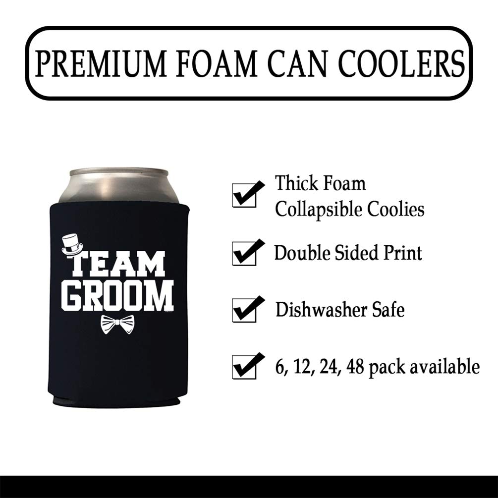 Veracco The Groom and Team Groom Can Coolie Holder Bachelor Party Wedding Favors Gift For Groom Groomsmans Proposal (White Groom, Black TG, 12)