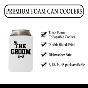 Veracco The Groom and Team Groom Can Coolie Holder Bachelor Party Wedding Favors Gift For Groom Groomsmans Proposal (White Groom, Black TG, 12)