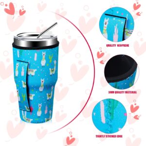 4 Pieces Patelai Reusable Iced Coffee Sleeve Neoprene Insulated Thermocoolers Sleeves Cup Cover Holders Christmas Drinks Sleeve Holder for 30-32 oz Cold Hot Beverages, 4 Styles