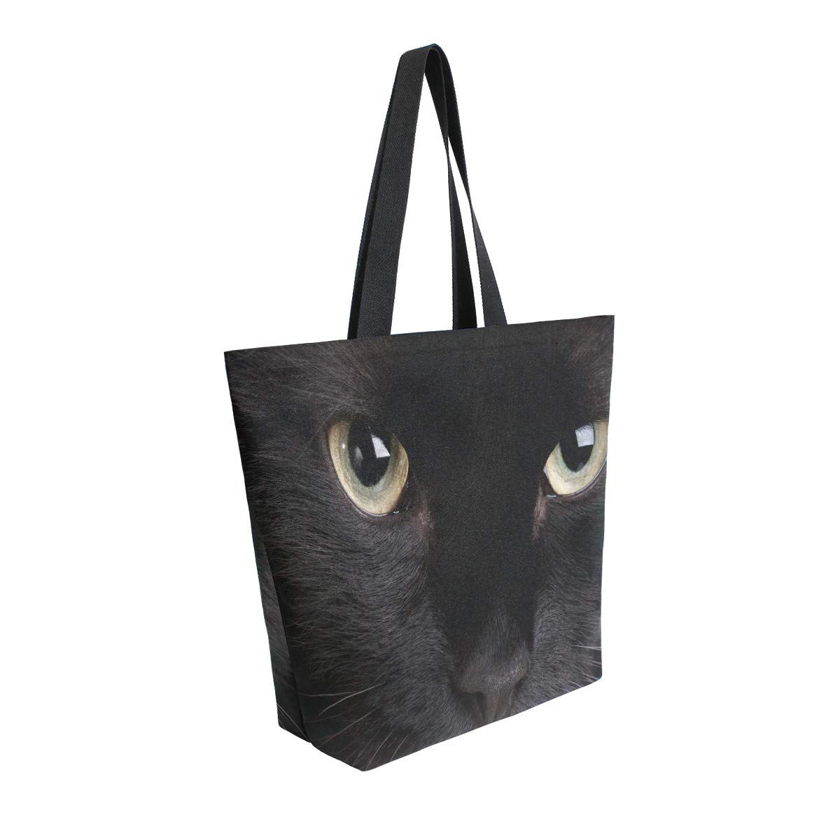 ZZXXB Black Cat Reusable Grocery Shopping Bag Heavy Duty Canvas Tote Bag Large Collapsible Washable Handbag Shoulder for Women