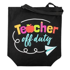 fun express 18" x 20" large teacher off duty canvas tote bag