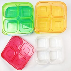 WEEK NINE Bento Lunch Boxes, Divided Bento Snack Box, 4-Compartment Reusable Meal Prep Food Containers for School, Work and Travel, Set of 5