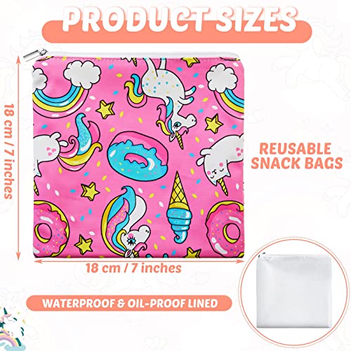 Shappy 6 Pack Reusable Snack Bags Food Safety Washable Lunch Baggies for Kids with Zipper Kids Food Storage Pouch Zipper Dual Layer Bags (7 x 7 Inch) As Shown in Pictures about 7 x 7 inches of each