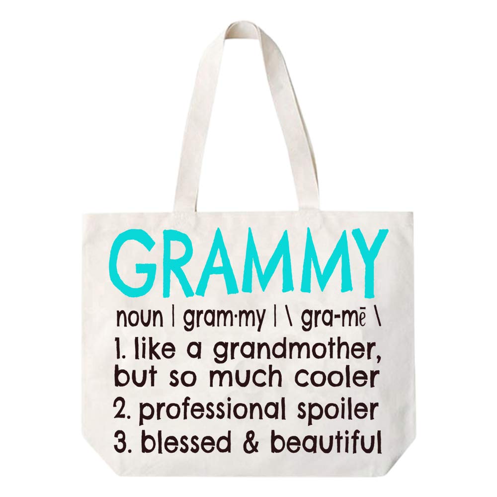 COCOVICI Grammy Tote Bag | Grammy Definition | Grandma Gifts | Grammy Gifts | Grammy Christmas Gift | Christmas Gift from Grandkids (Grammy Definition Turquoise/Black Font)