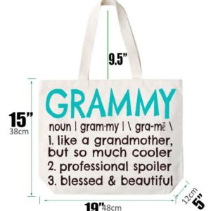 COCOVICI Grammy Tote Bag | Grammy Definition | Grandma Gifts | Grammy Gifts | Grammy Christmas Gift | Christmas Gift from Grandkids (Grammy Definition Turquoise/Black Font)