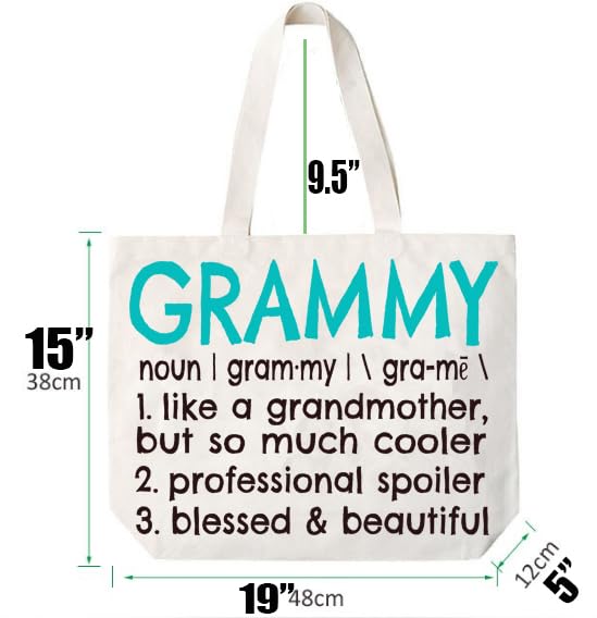 COCOVICI Grammy Tote Bag | Grammy Definition | Grandma Gifts | Grammy Gifts | Grammy Christmas Gift | Christmas Gift from Grandkids (Grammy Definition Turquoise/Black Font)