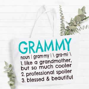 COCOVICI Grammy Tote Bag | Grammy Definition | Grandma Gifts | Grammy Gifts | Grammy Christmas Gift | Christmas Gift from Grandkids (Grammy Definition Turquoise/Black Font)