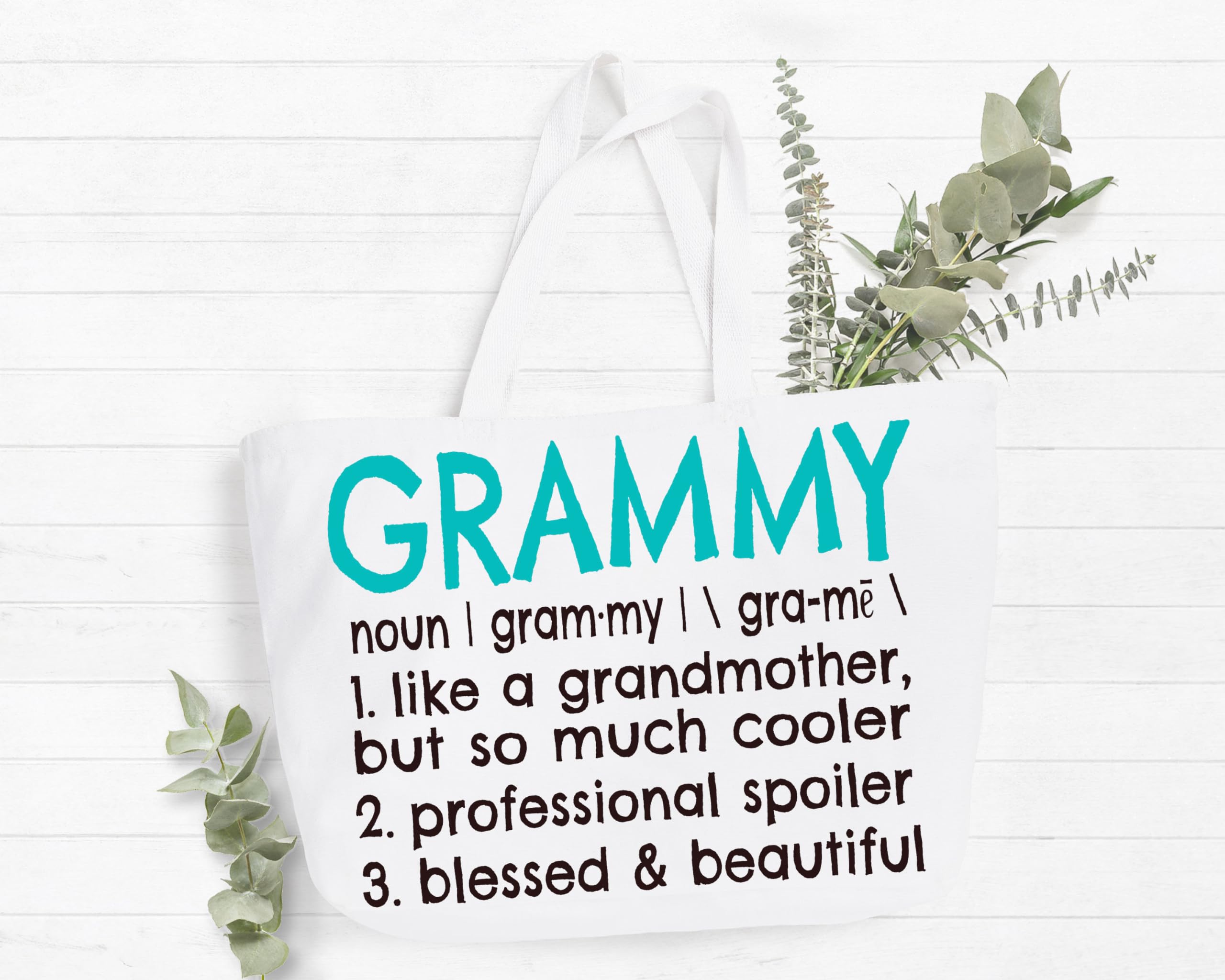 COCOVICI Grammy Tote Bag | Grammy Definition | Grandma Gifts | Grammy Gifts | Grammy Christmas Gift | Christmas Gift from Grandkids (Grammy Definition Turquoise/Black Font)