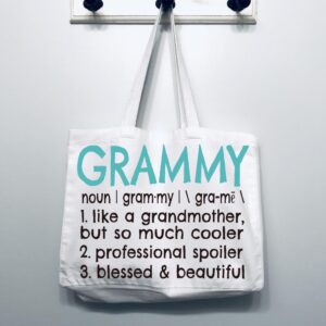 COCOVICI Grammy Tote Bag | Grammy Definition | Grandma Gifts | Grammy Gifts | Grammy Christmas Gift | Christmas Gift from Grandkids (Grammy Definition Turquoise/Black Font)