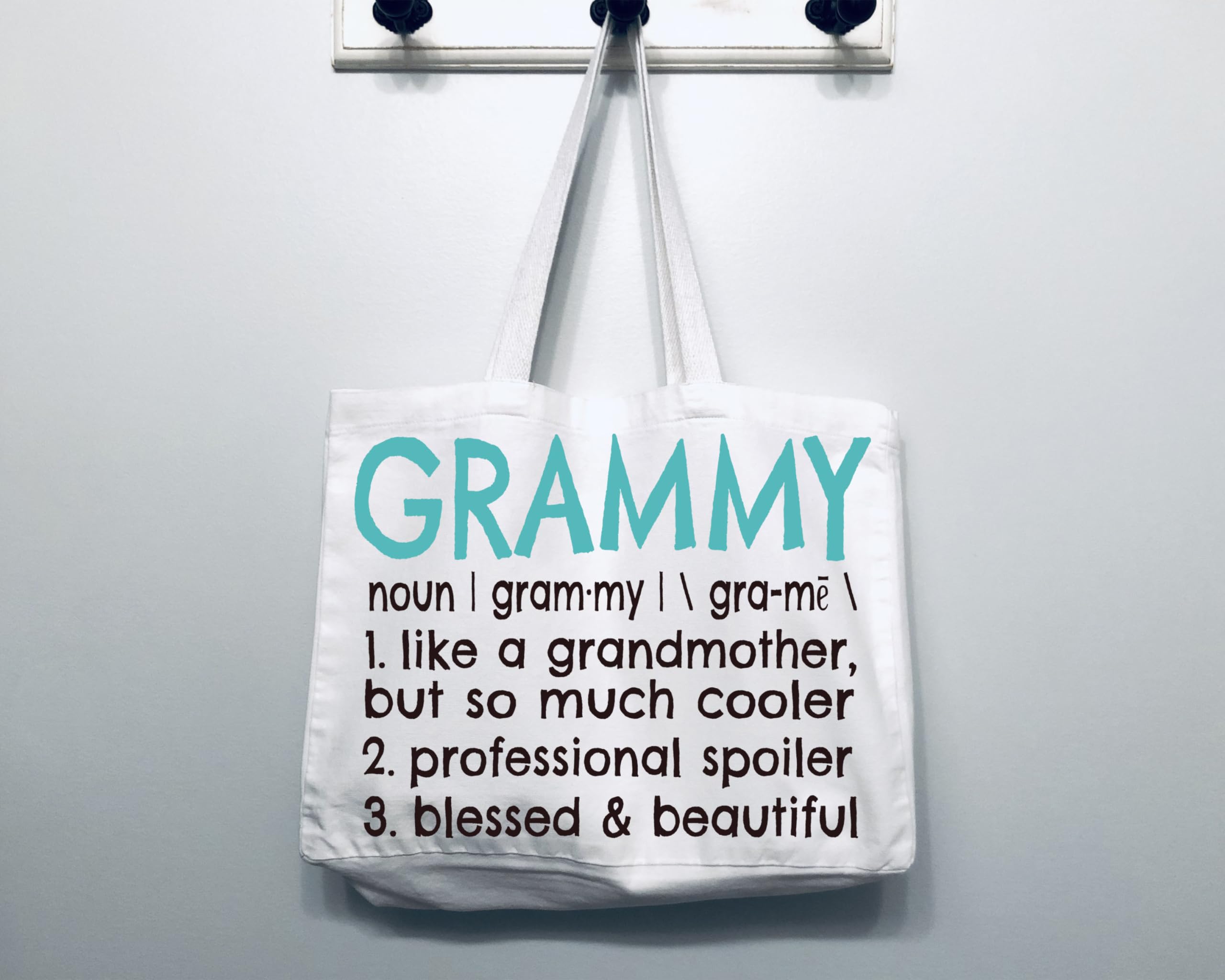 COCOVICI Grammy Tote Bag | Grammy Definition | Grandma Gifts | Grammy Gifts | Grammy Christmas Gift | Christmas Gift from Grandkids (Grammy Definition Turquoise/Black Font)