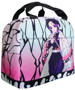 xixisa anime demon slayer kochou shinobu lunch box holder insulated lunch cooler bag for men and women travel portable storage bag (kochou shinobu)