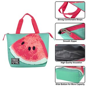 Tropical Lunch Tote Bag Fruit Lunch Bag for Women Insulated Cooler Bags for Beach, Food, Groceries (Watermelon Slice Tote)