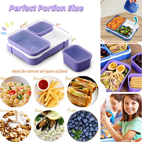 Puraville Detachable Bento Lunch Box for Baby, Kids and Adults, 720ml Ideal Portion Sizes, BPA-Free, Leak Proof Lunch Box, Snack Containers, Microwavable Dishwasher Safe - Light Blue