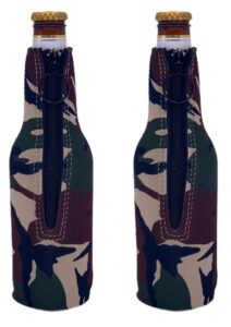 blank neoprene beer bottle coolie (2 pack, green camo)