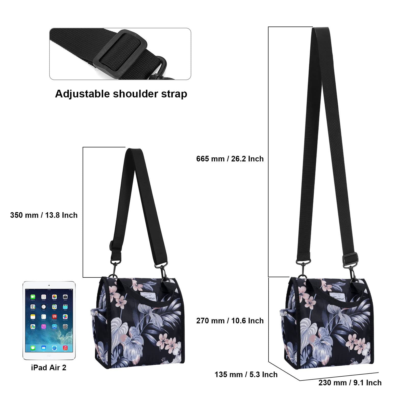 Kamo Lunch Bags for Women Insulated Lunch Tote Bag Lunchbox Container for Work Travel Beach Adjustable Shoulder Strap