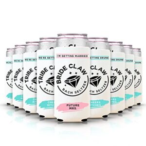 Bride Tribe Claw Can Cooler [Pack of 12] Slim Can Coolies, Bachelorette Party Favors, Bridal Shower Can Sleeves, Insulated Collapsible Skinny Can and Bottle Holder for Beverages