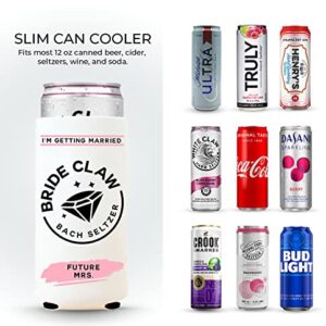 Bride Tribe Claw Can Cooler [Pack of 12] Slim Can Coolies, Bachelorette Party Favors, Bridal Shower Can Sleeves, Insulated Collapsible Skinny Can and Bottle Holder for Beverages