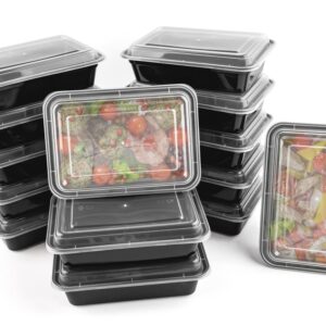 Golden State Art, 50 Pack 38 Oz Meal Prep Container, 1-Compartment Lunch Bento Box with Lid, BPA Free, Freezer, Microwave, Dishwasher Safe, Reusable