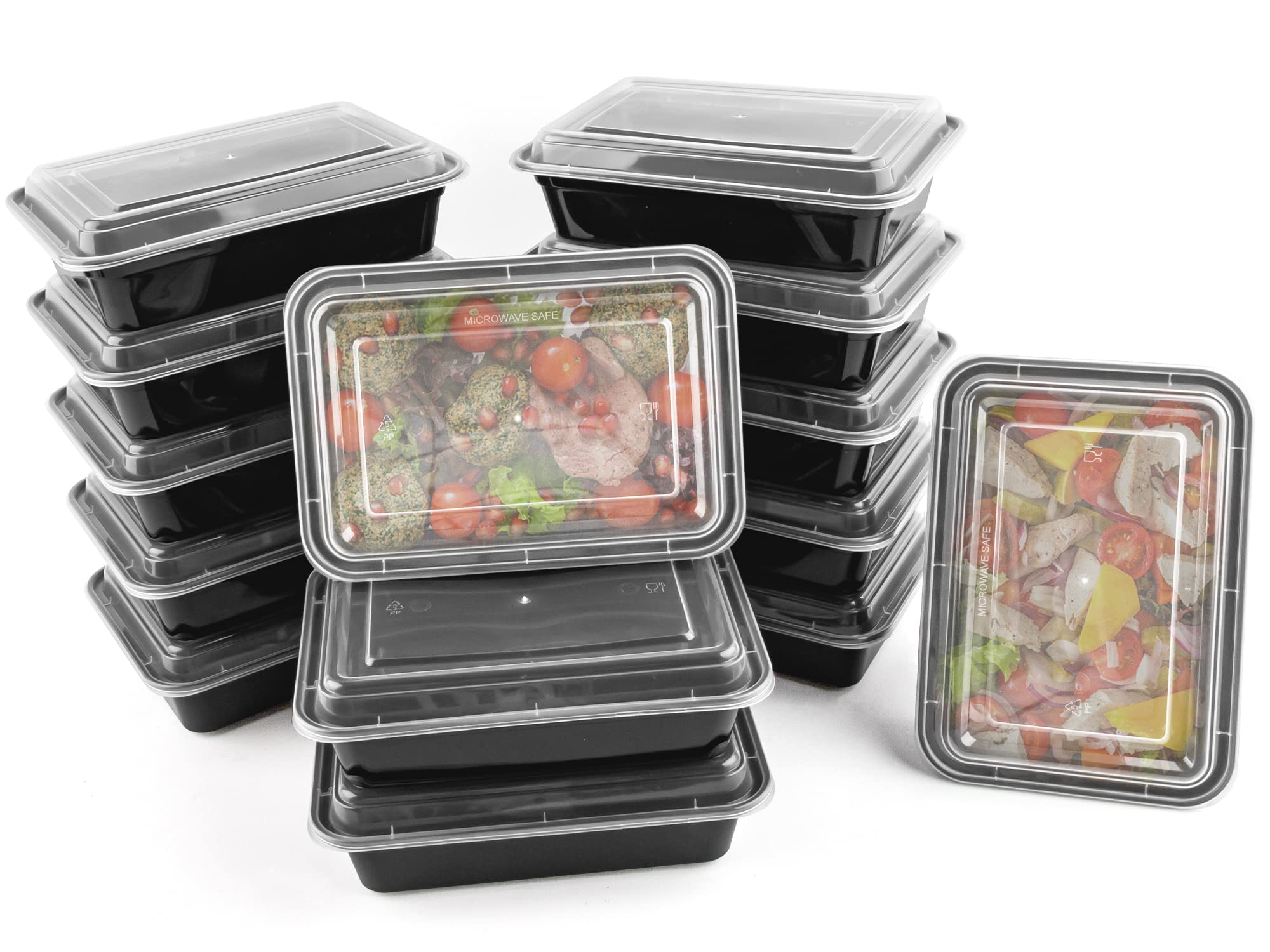 Golden State Art, 50 Pack 38 Oz Meal Prep Container, 1-Compartment Lunch Bento Box with Lid, BPA Free, Freezer, Microwave, Dishwasher Safe, Reusable