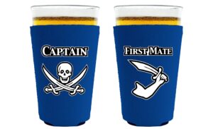 captain and first mate pint glass coolie set (royal blue)