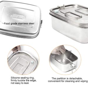 TargetEvo Stainless Steel Bento Lunch Box 1500ml, Leakproof Metal Food Container for Kids and Adults, With Removable Dividers, Dishwasher Safe