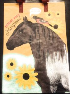 2 md trader joe's newest reusable bags - tote - maryland shopping bag go green! horse on it!