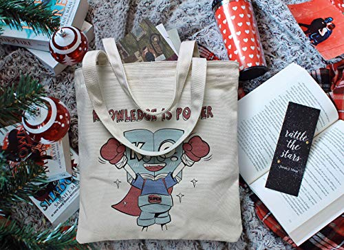 Canvas Tote Bag Zipper with Pockets Gift for Book Lover Women Kids School Work Travel Shopping Cotton Christmas Gift (School)