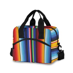 xigua mexican serape stripes lunch bag reusable insulated cooler lunch box leakproof lunch tote bag for men women office school work picnic travel,19 can