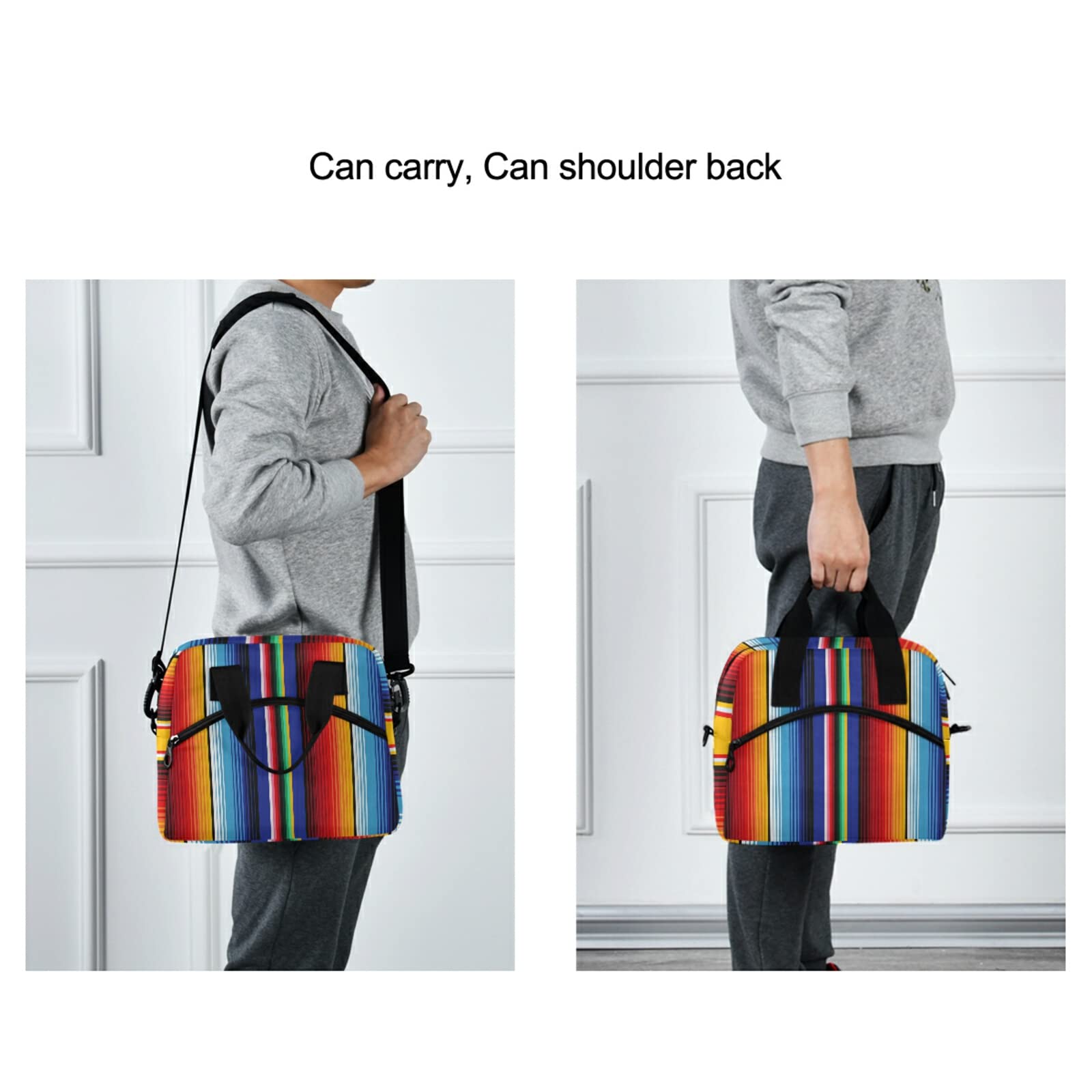 xigua Mexican Serape Stripes Lunch Bag Reusable Insulated Cooler Lunch Box Leakproof Lunch Tote Bag for Men Women Office School Work Picnic Travel,19 can