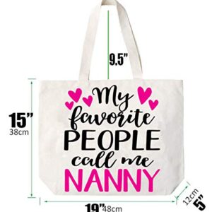 COCOVICI Nanny Tote Bag | My Favorite People Call Me Nanny | Grandma Gifts | Nanny Gifts | Nanny Christmas Gift | Christmas Gift from Grandkids