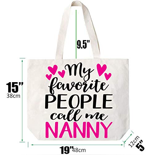 COCOVICI Nanny Tote Bag | My Favorite People Call Me Nanny | Grandma Gifts | Nanny Gifts | Nanny Christmas Gift | Christmas Gift from Grandkids