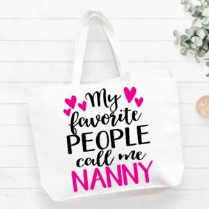 COCOVICI Nanny Tote Bag | My Favorite People Call Me Nanny | Grandma Gifts | Nanny Gifts | Nanny Christmas Gift | Christmas Gift from Grandkids