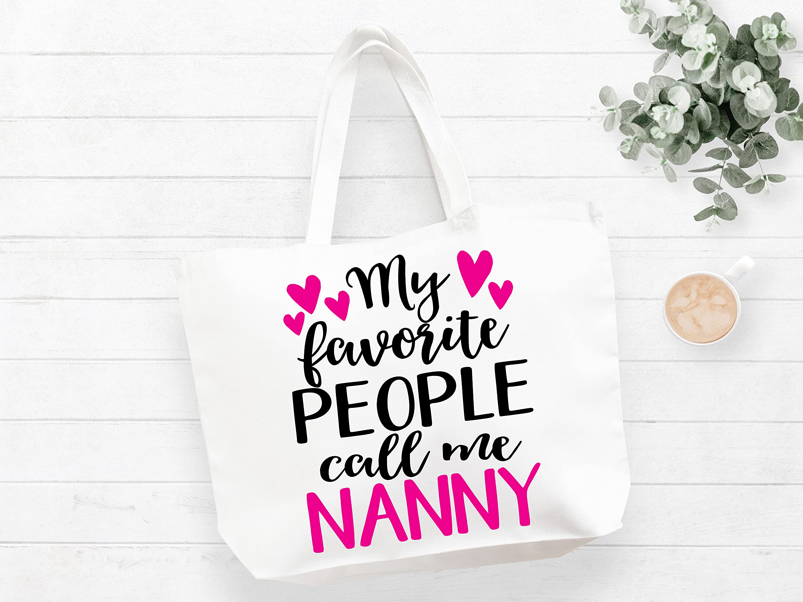 COCOVICI Nanny Tote Bag | My Favorite People Call Me Nanny | Grandma Gifts | Nanny Gifts | Nanny Christmas Gift | Christmas Gift from Grandkids