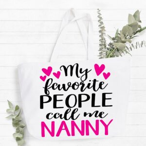 COCOVICI Nanny Tote Bag | My Favorite People Call Me Nanny | Grandma Gifts | Nanny Gifts | Nanny Christmas Gift | Christmas Gift from Grandkids