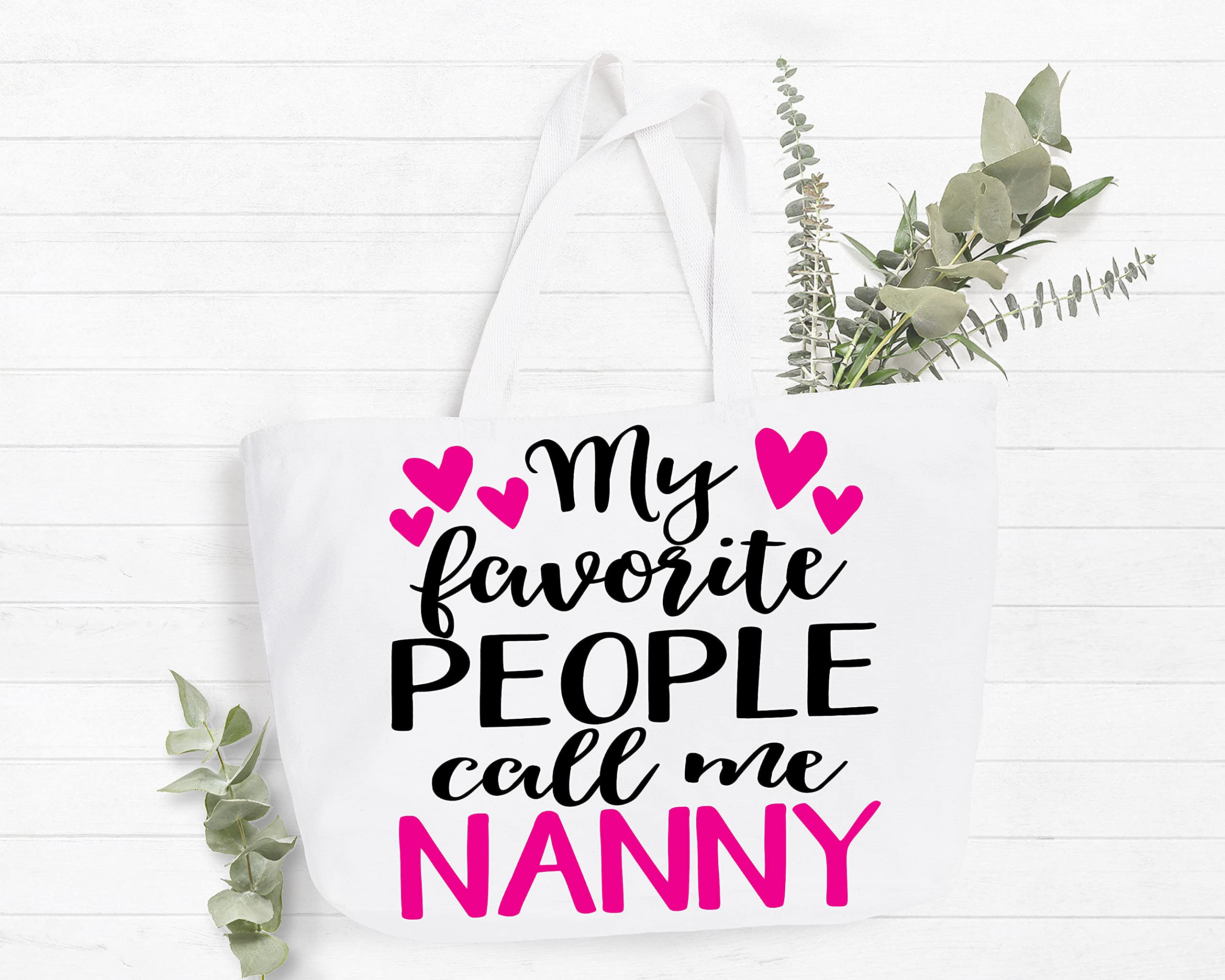 COCOVICI Nanny Tote Bag | My Favorite People Call Me Nanny | Grandma Gifts | Nanny Gifts | Nanny Christmas Gift | Christmas Gift from Grandkids