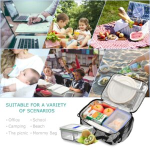 KLL Insulated Lunch Box The People in Scribble Art Leakproof Lunch Bag Reusable for Men Women with Adjustable Shoulder Strap,Lunch Bag for Work, Picnic, Beach¡­