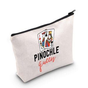 pofull pinochle lover gift pinochle queen player cosmetic bags pinochle card game queen gift (pinochle queen bag)