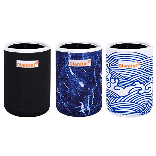 QianHai 12Oz Standard Can Cooler Sleeves for Drinks & Beer Cans Soft Neoprene Can Covers Insulated for Fluid Energy Regular Cans (Bluewave 3pcs)