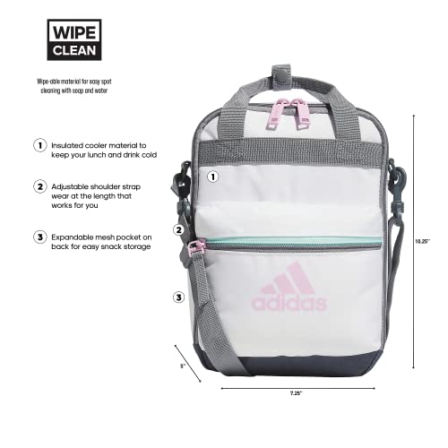 adidas Squad Insulated Lunch Bag, White/Orchid Fusion Purple, One Size