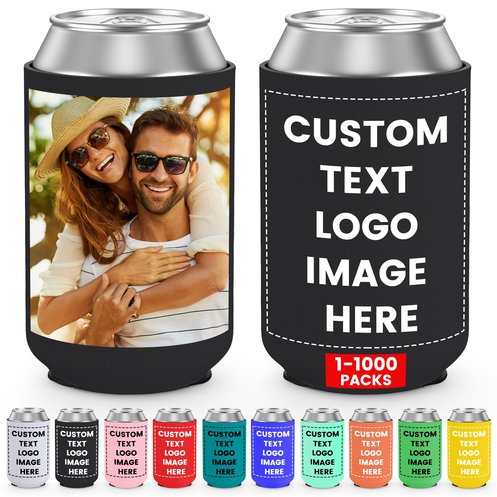 30 Pack Personalized Can Sleeve Coolers with Your Text Logo or Image Wedding Favors Bachelor Party Favors Birthday Party Favors